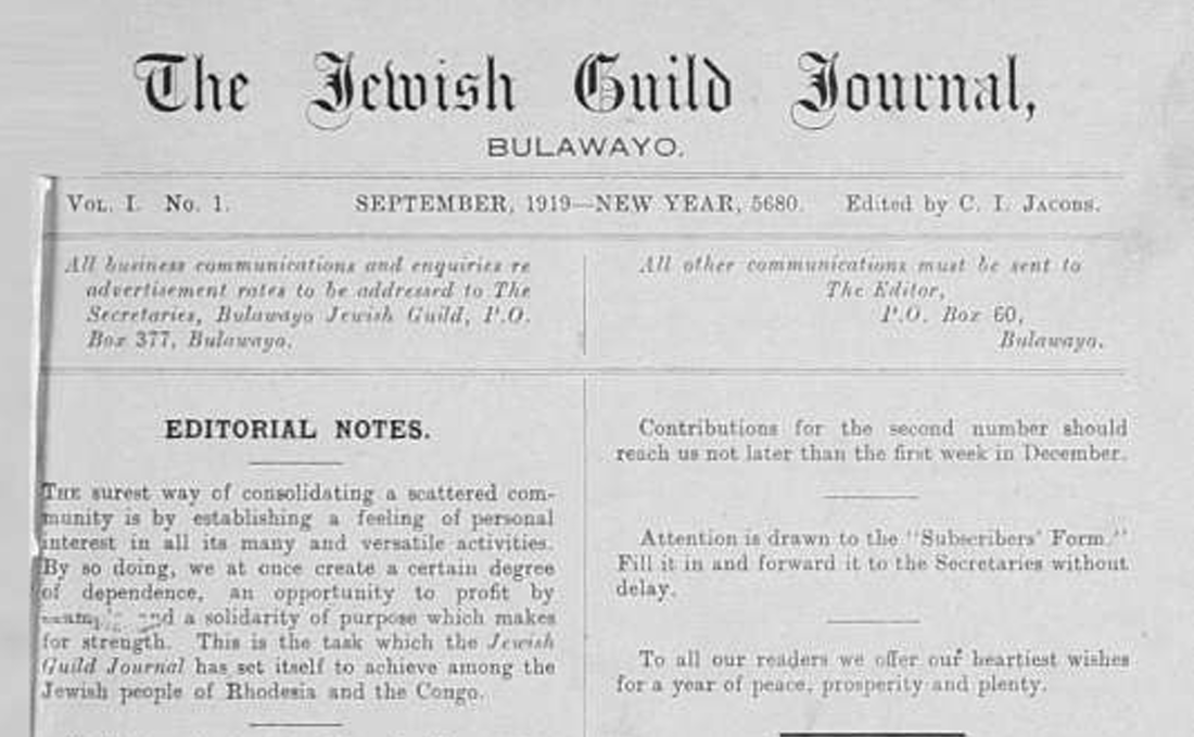 Early History of ZJC - Zimbabwe Jewish Community